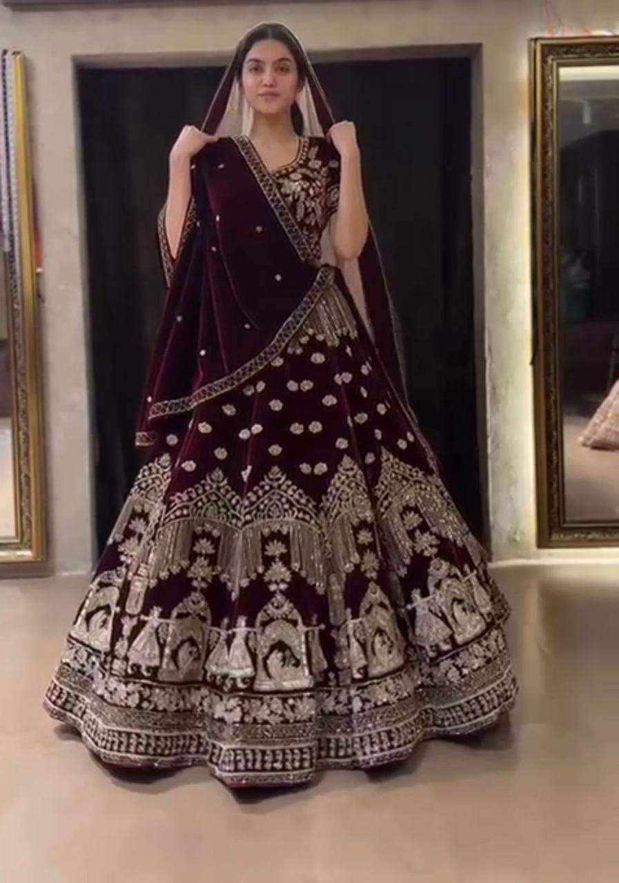 9000 velvet Bridal Lehenga
