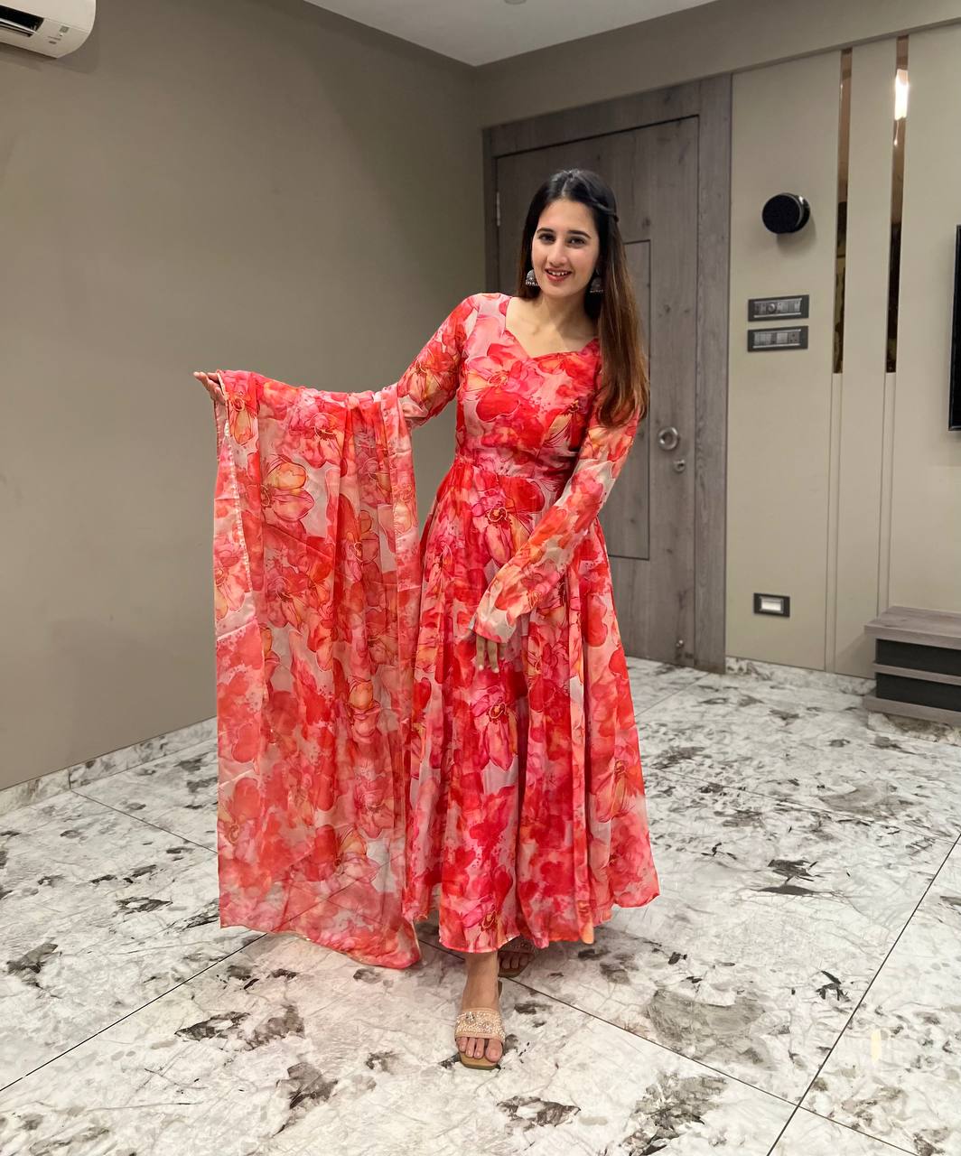 Red Designer Summer Collection Anarkali Suit