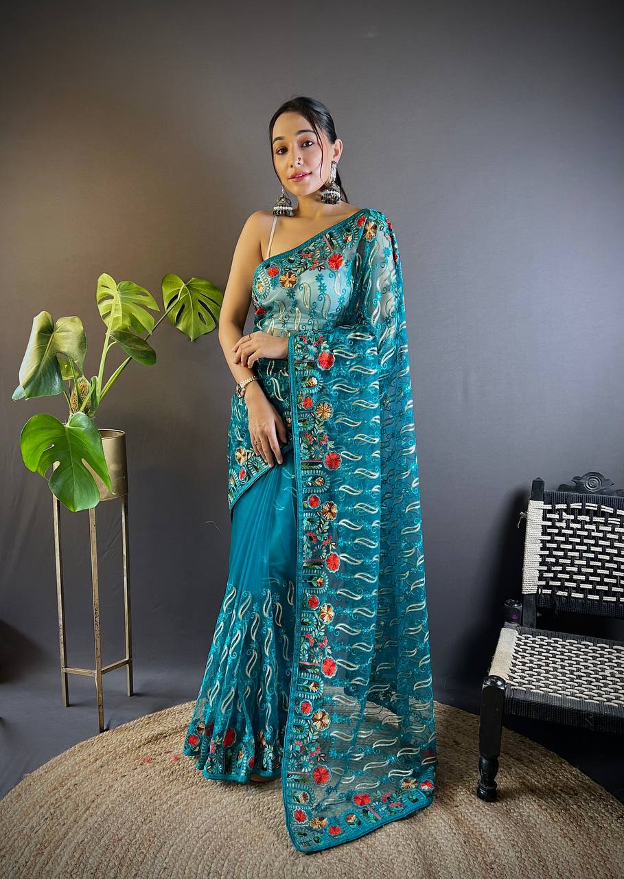 Butterfly Net saree